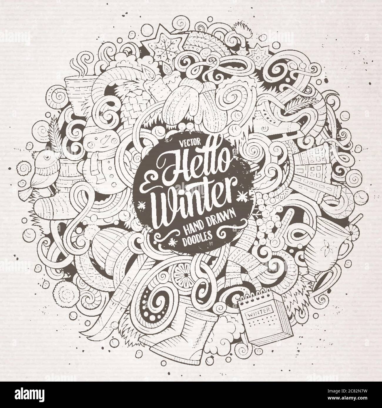 Cartoon doodles Winter season illustration Stock Vector Image & Art - Alamy