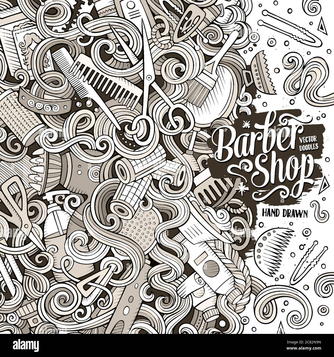 Cartoon cute doodles Hair salon frame design Stock Vector Image & Art ...