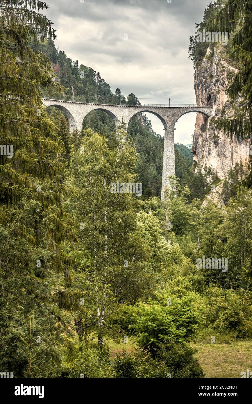 Landscape with Landwasser Viaduct, Filisur, Switzerland. Scenic ...