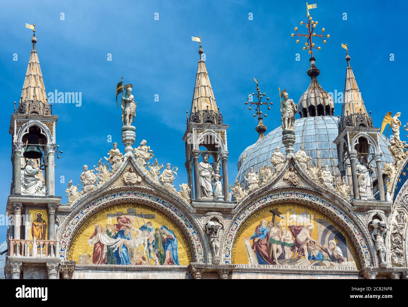 St Mark`s Basilica or San Marco close-up, Venice, Italy. It is top ...