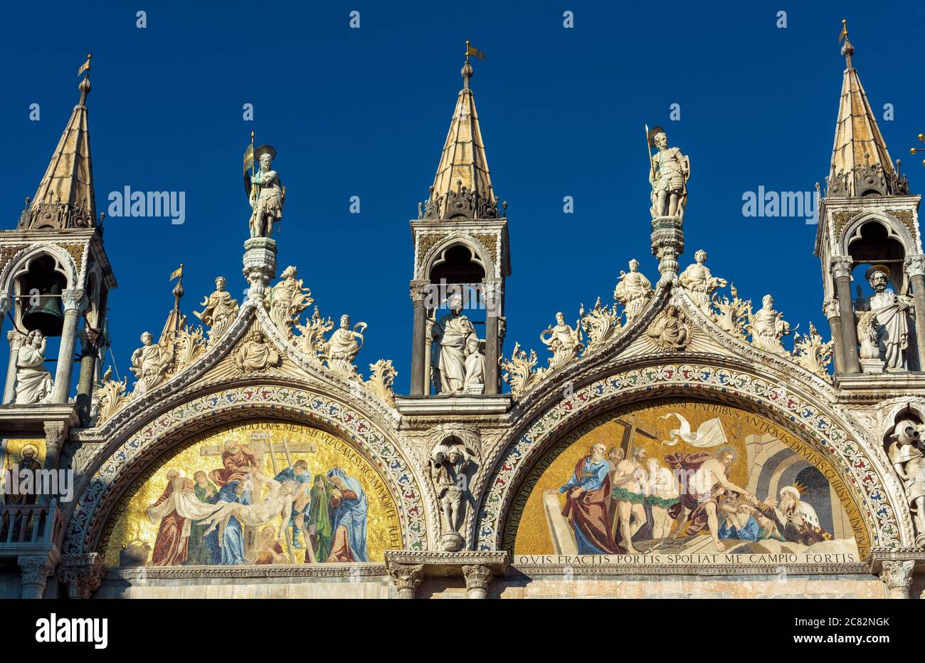 St Mark`s Basilica or San Marco close-up, Venice, Italy. It is top ...