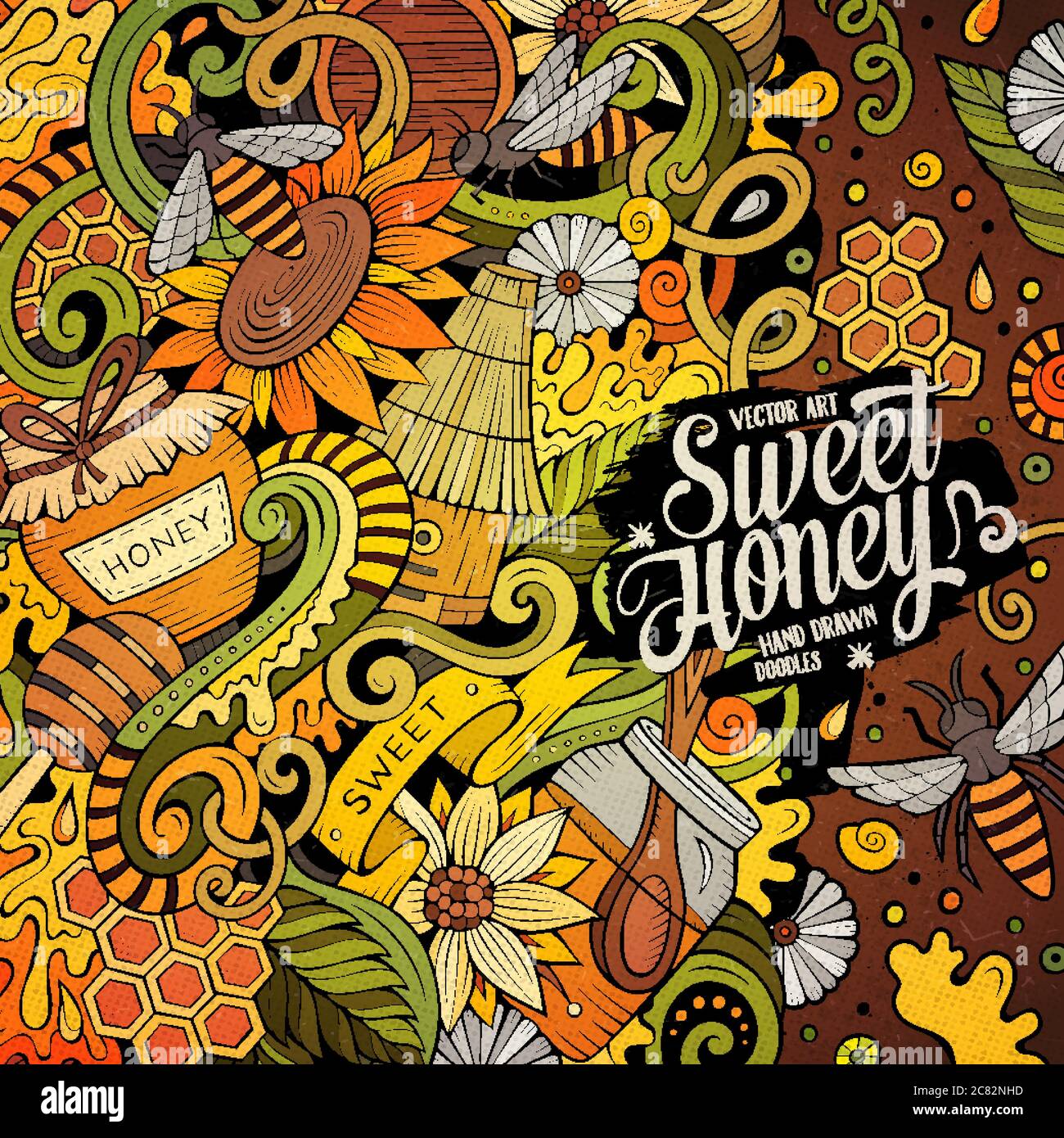 Cartoon doodles Honey frame design Stock Vector Image & Art - Alamy