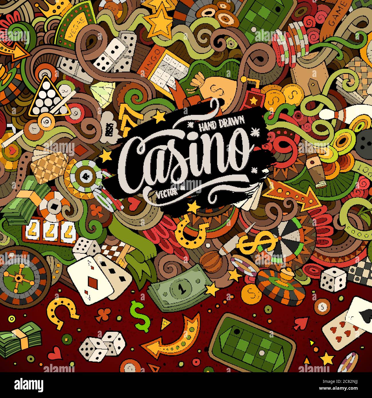 Cartoon doodles casino frame design Stock Vector Image & Art - Alamy