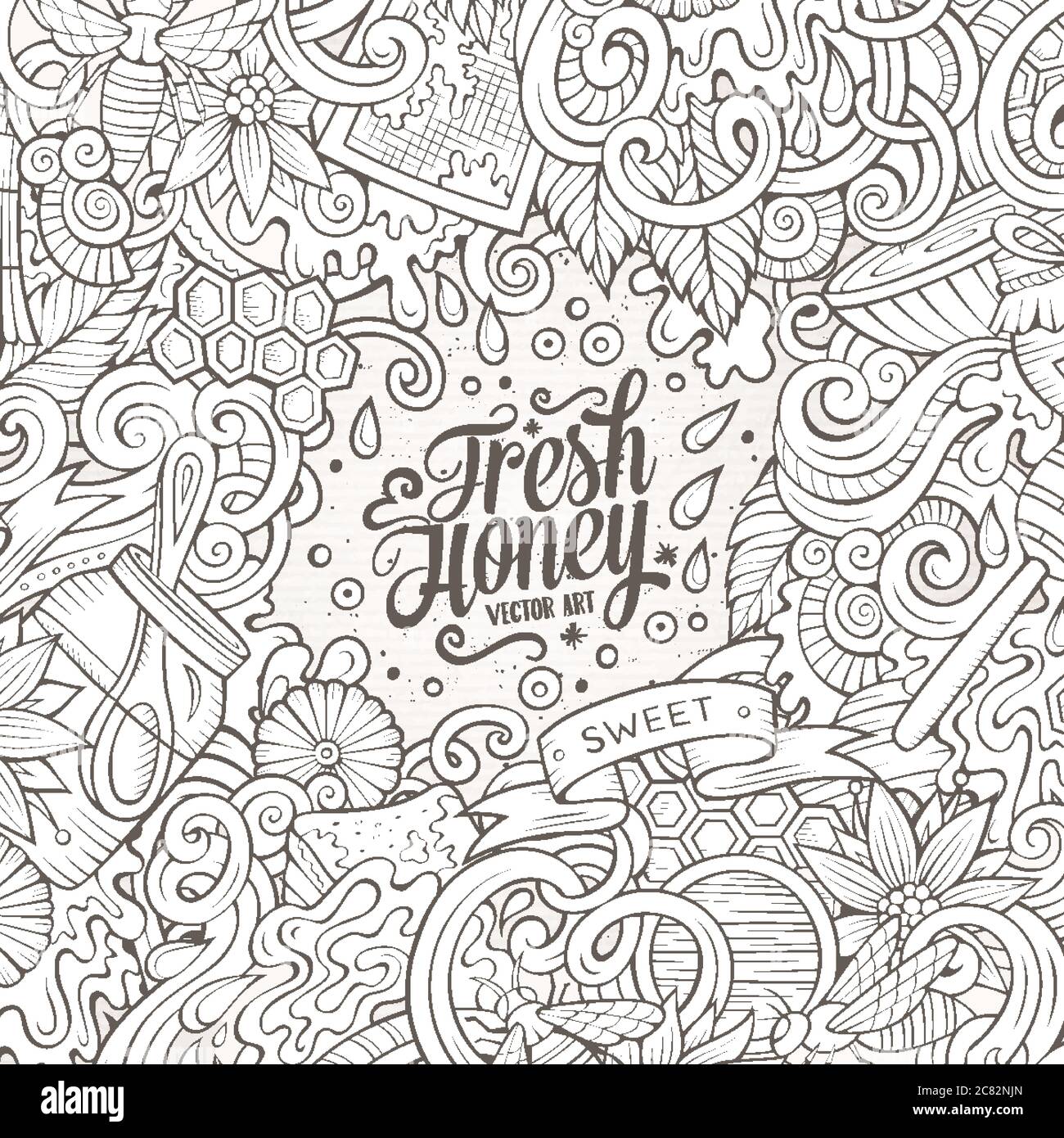 Cartoon doodles Honey frame design Stock Vector Image & Art - Alamy