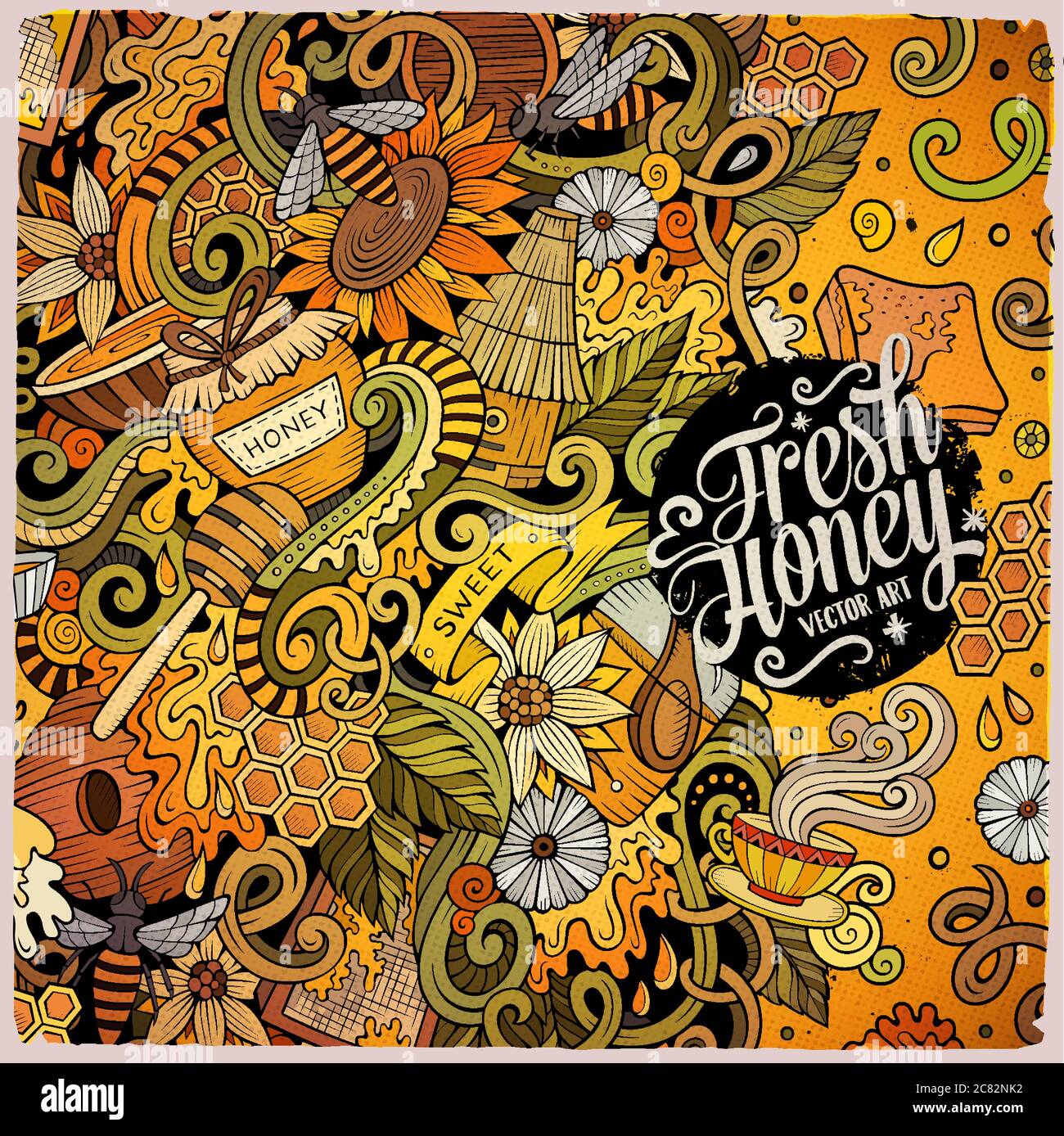Cartoon doodles Honey frame design Stock Vector Image & Art - Alamy