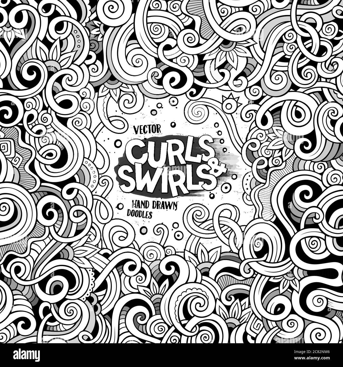 Cartoon cute doodles curls frame design Stock Vector Image & Art - Alamy