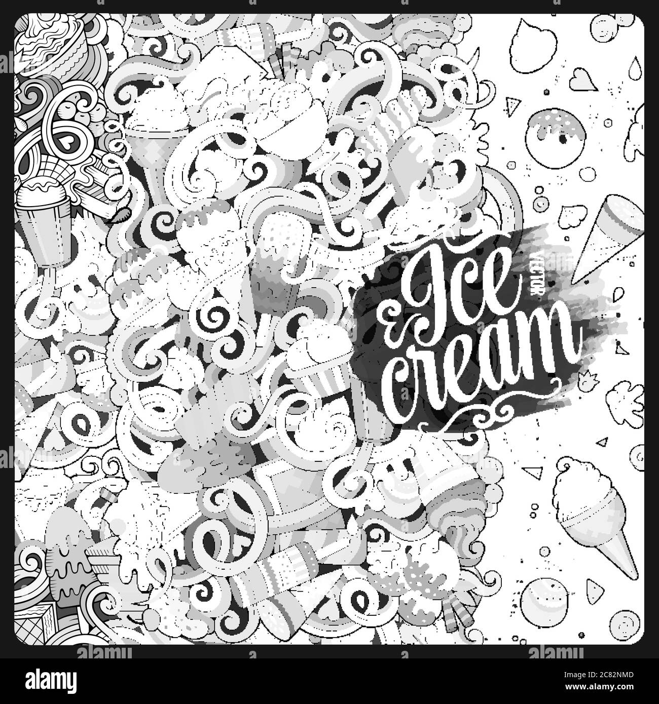 Cartoon hand-drawn doodles Ice Cream illustration Stock Vector Image ...