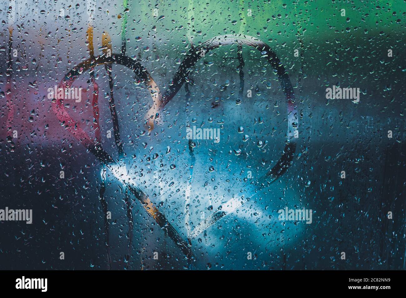 heart shape in wet window after the rain Stock Photo - Alamy