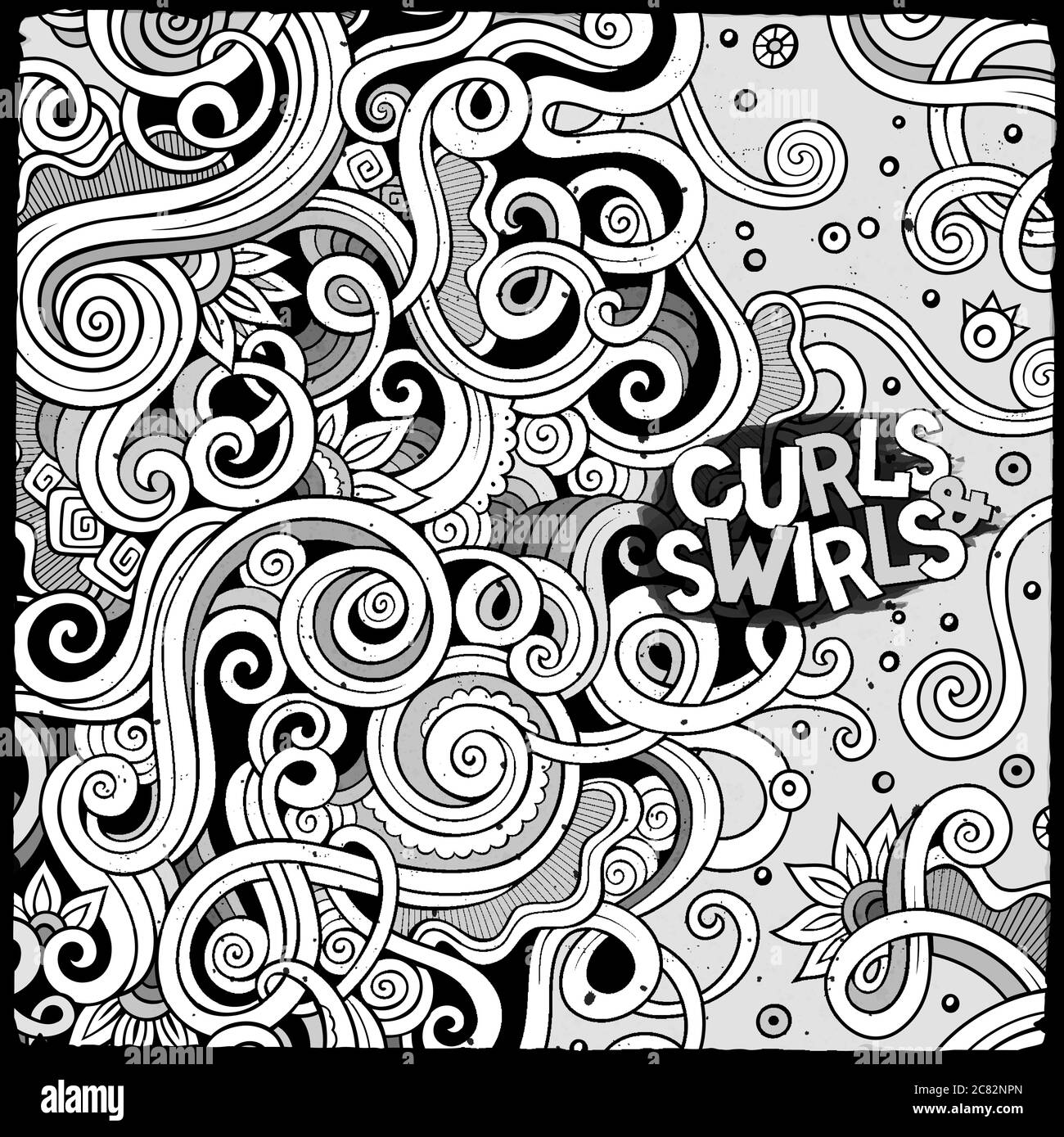 Cartoon cute doodles curls frame design Stock Vector Image & Art - Alamy