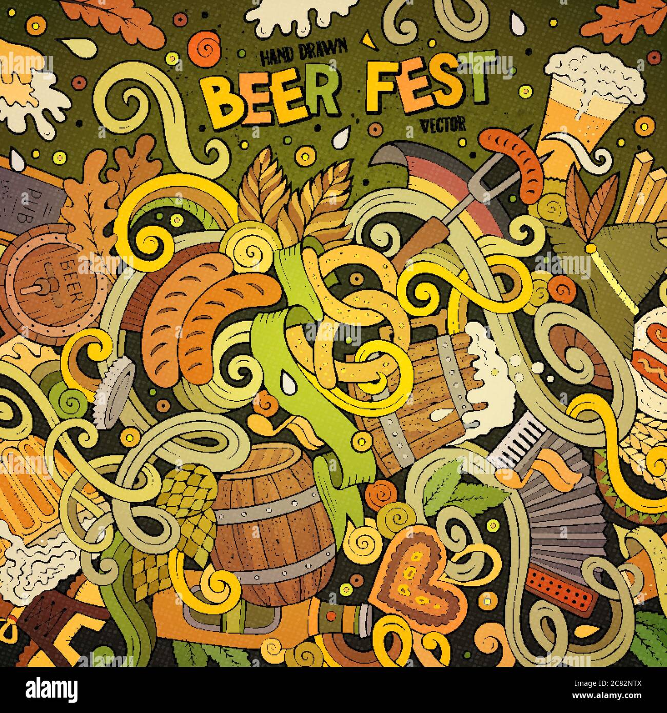 Cartoon cute doodles hand drawn Beer frame design Stock Vector Image ...