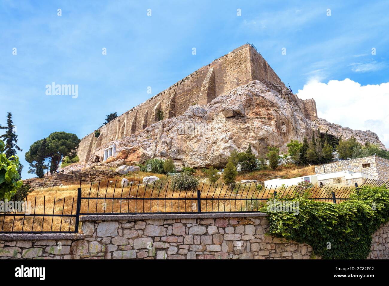 Acropolis of Athens in summer, Greece. Famous Acropolis hill is top ...