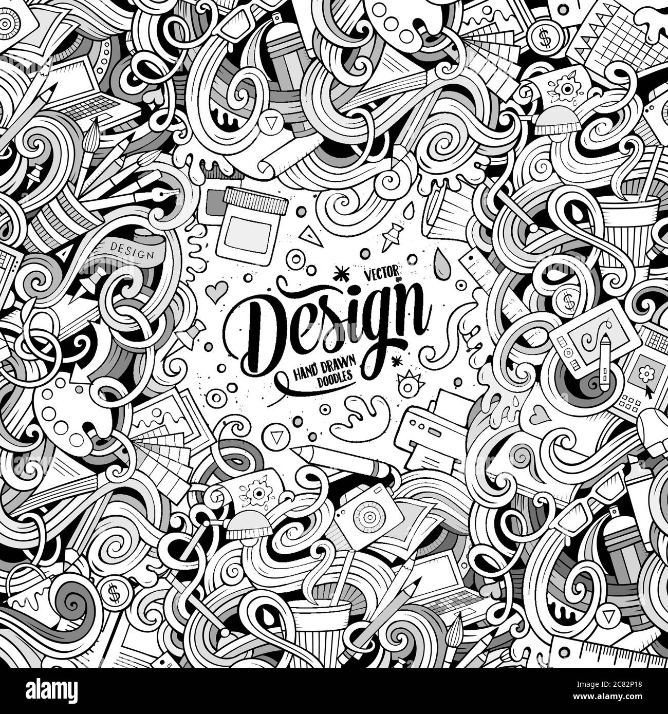 Cartoon cute doodles design frame Stock Vector Image & Art - Alamy