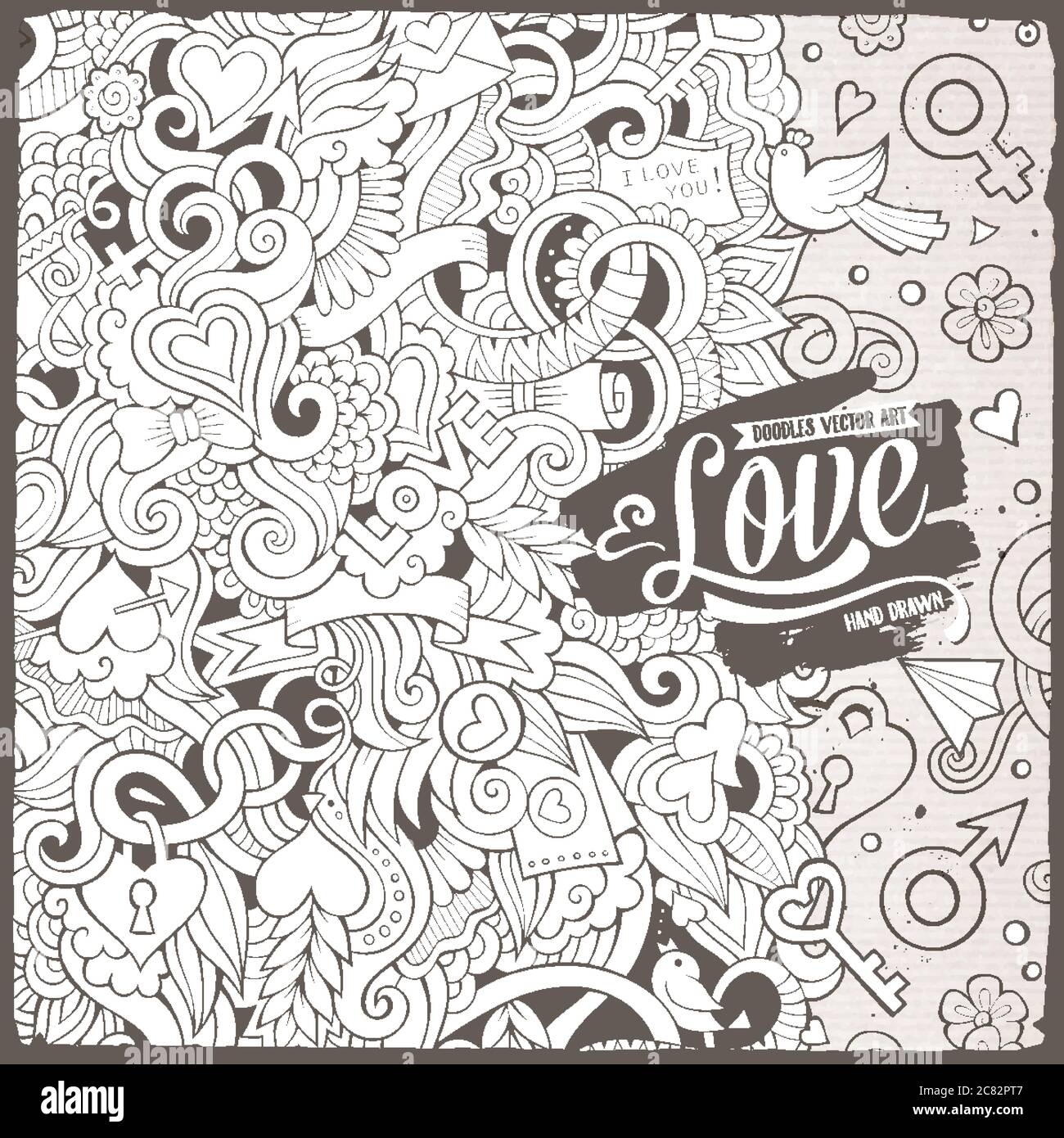 Cartoon cute doodles hand drawn Valentines Day frame Stock Vector Image ...