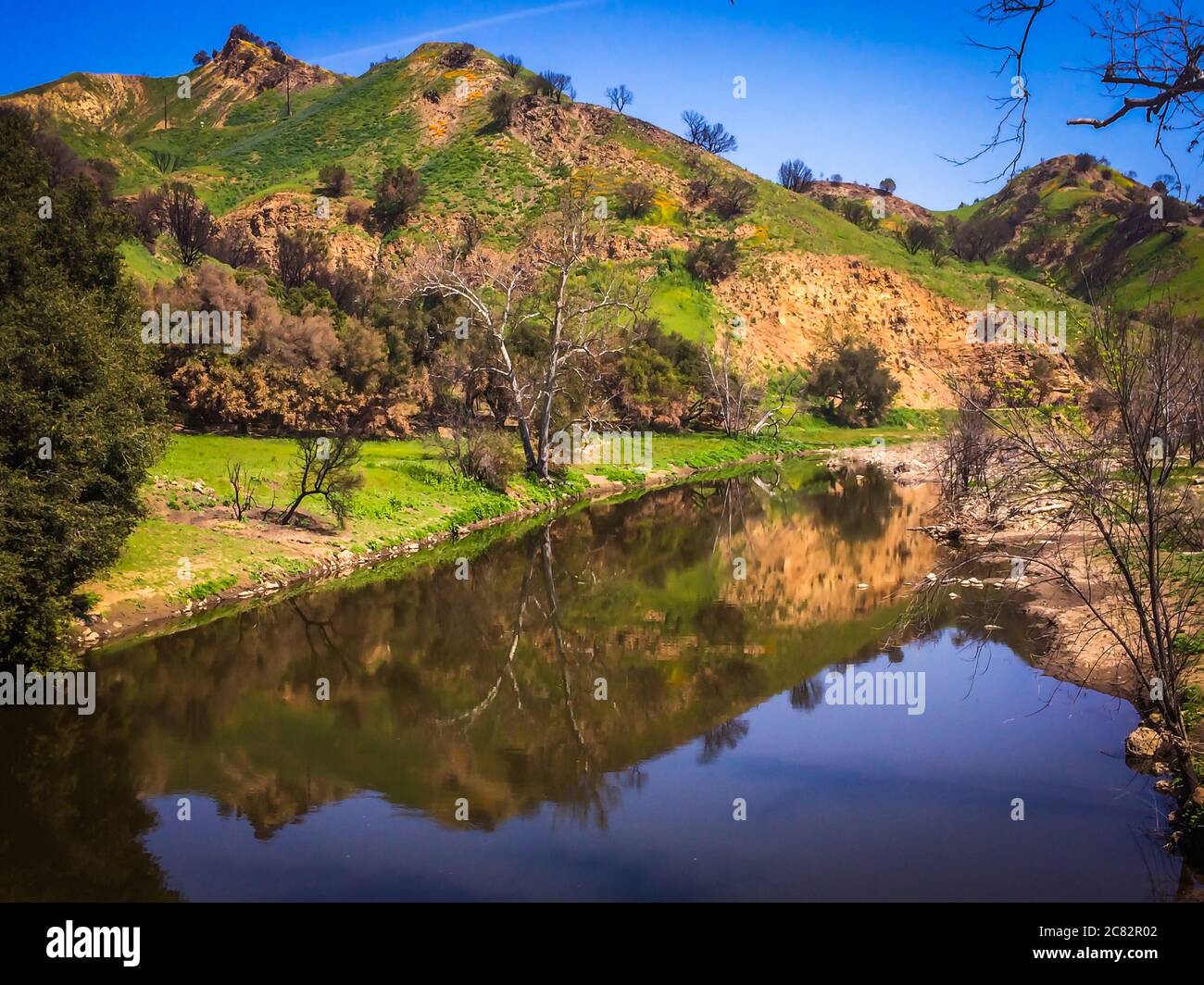 Malibu Creek stream by the Rindge dam in the Santa Monica Mountains ...