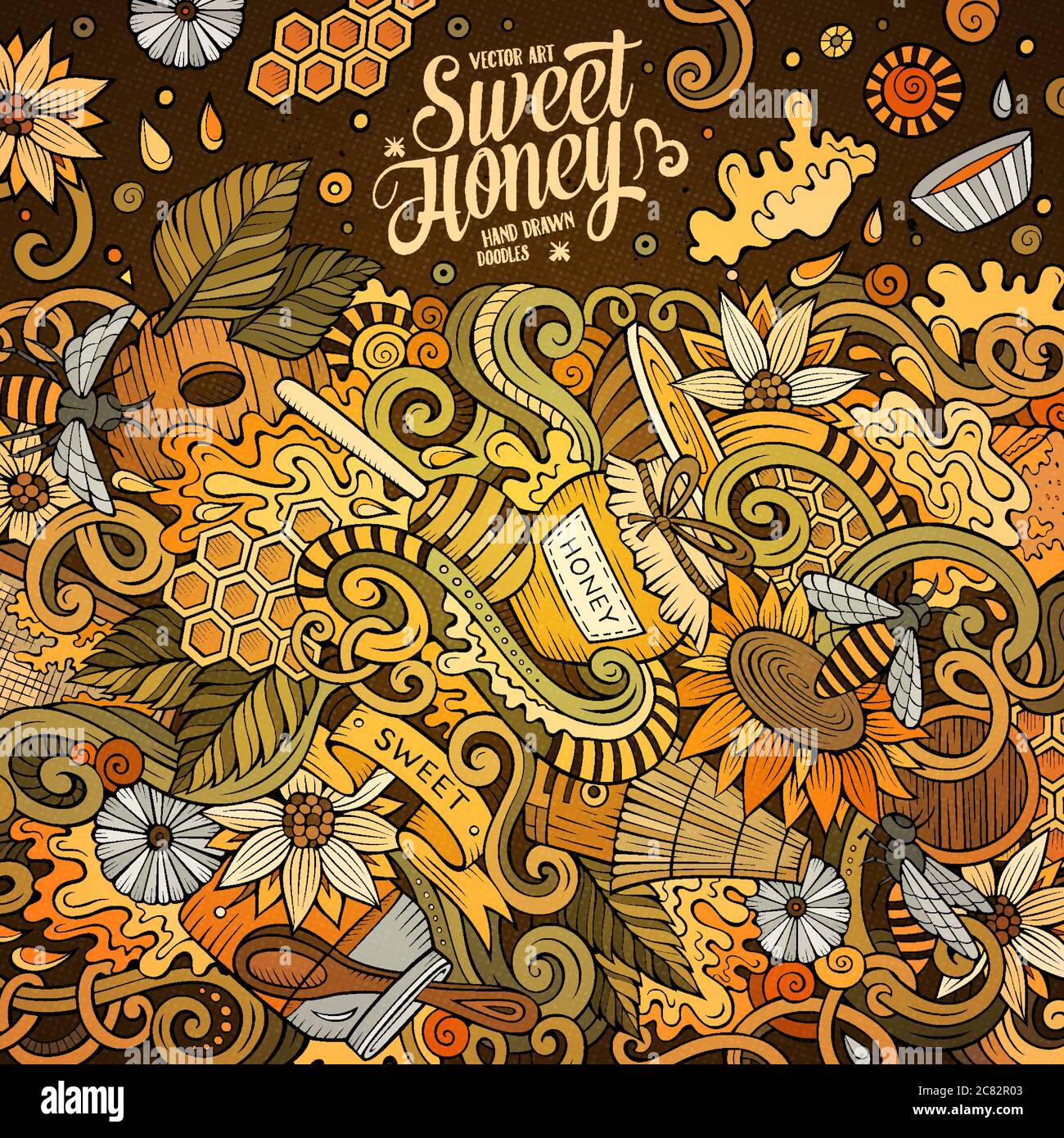 Cartoon doodles Honey frame design Stock Vector Image & Art - Alamy