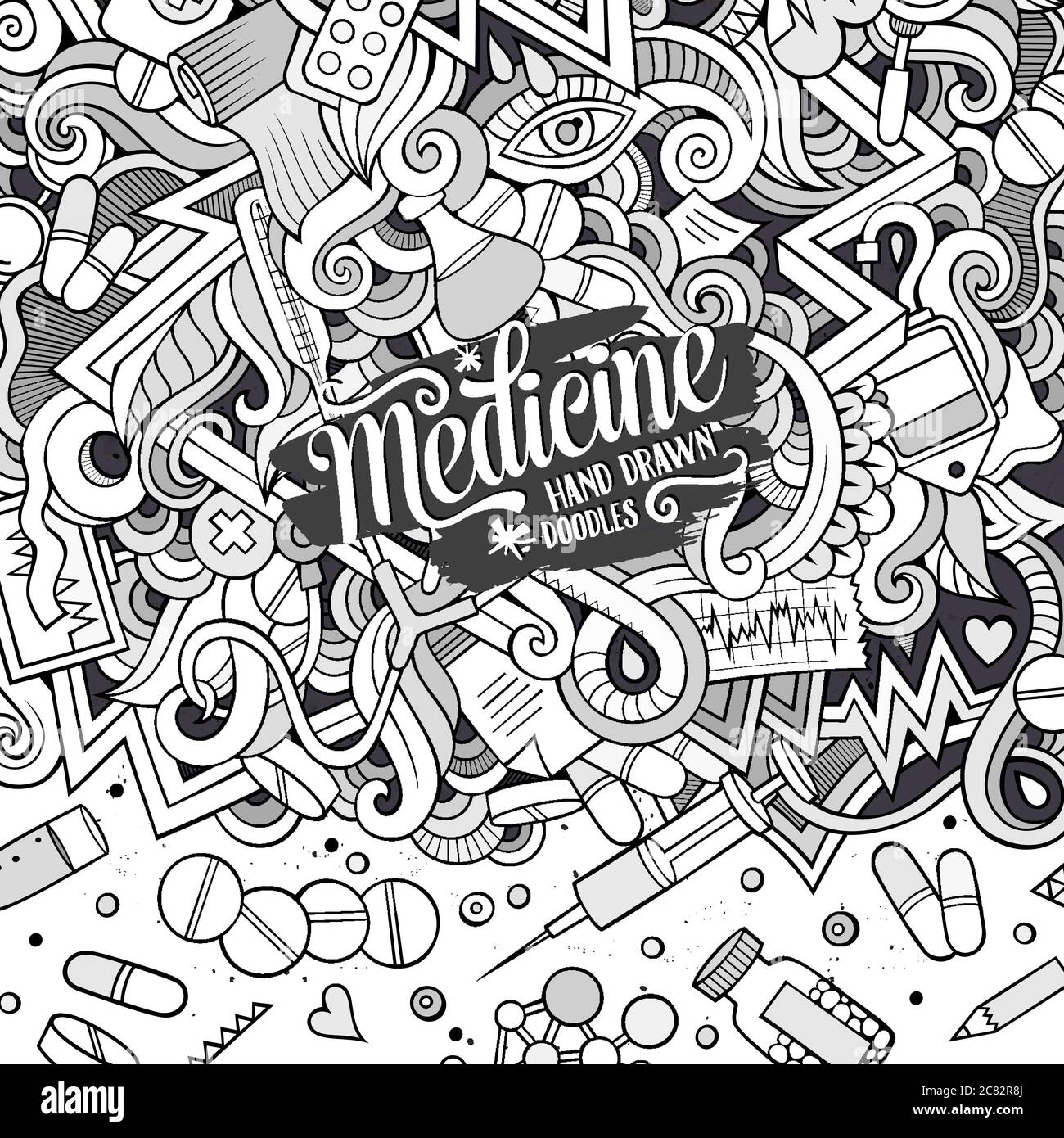 Cartoon cute doodles Medical frame Stock Vector Image & Art - Alamy