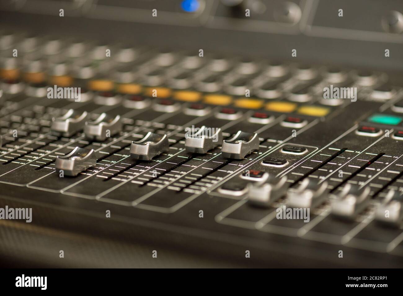 Silver blurred sliders of the stage controller Stock Photo - Alamy