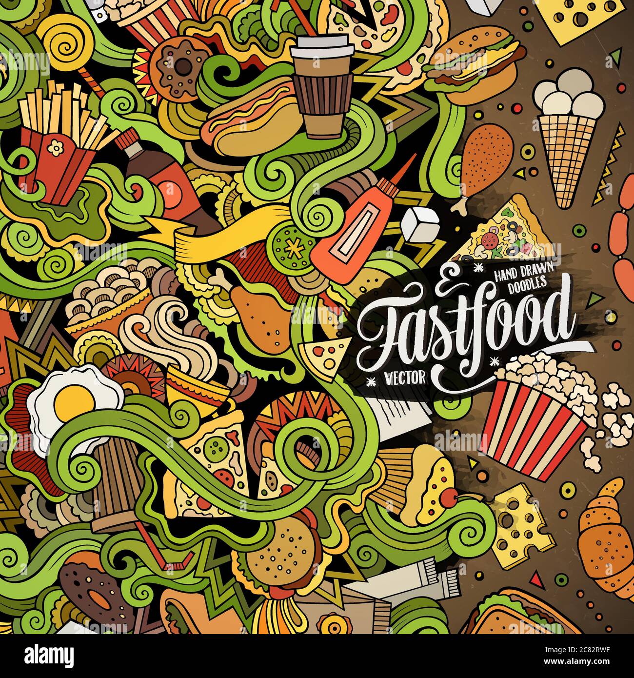 Junk food background frame Stock Vector Images - Alamy