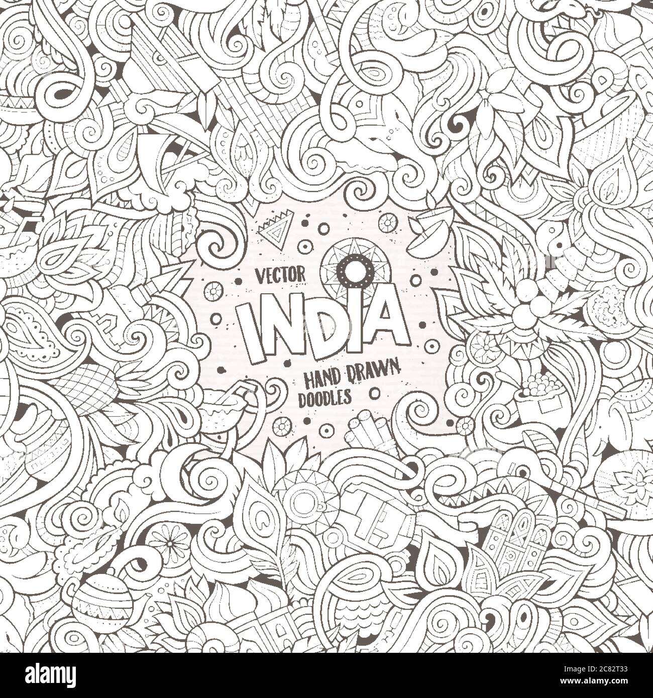 Cartoon hand-drawn doodles India illustration Stock Vector Image & Art ...