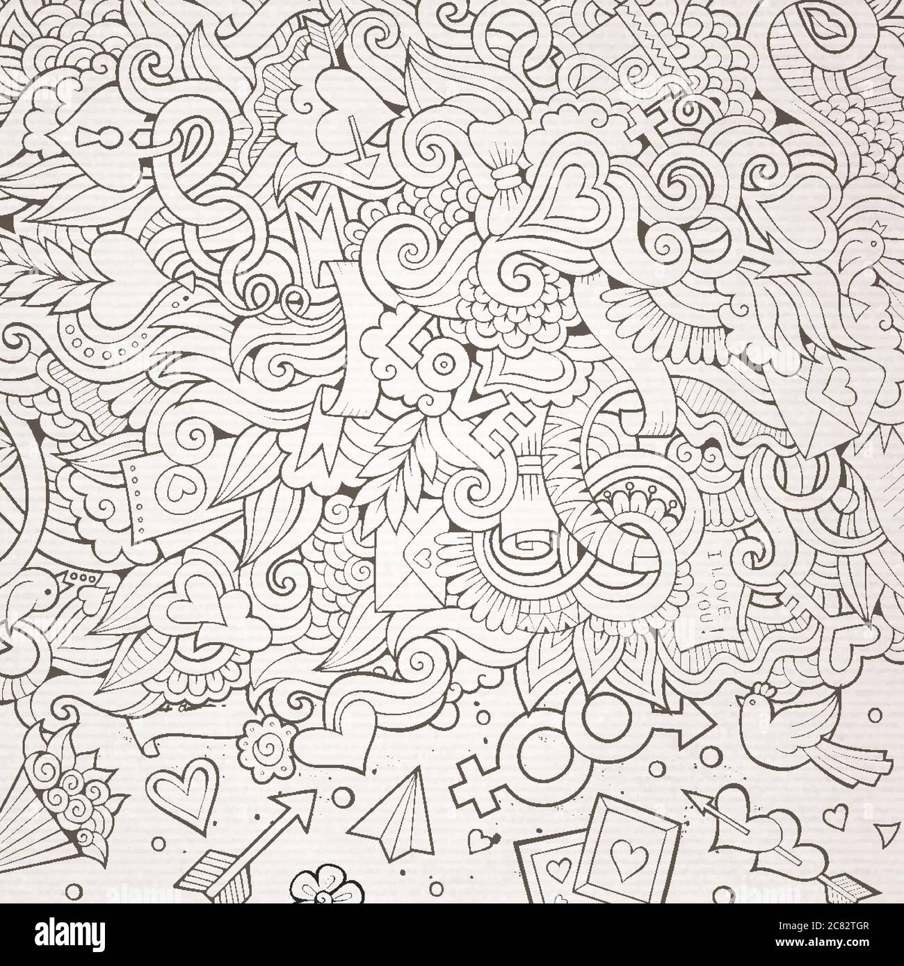 Cartoon cute doodles hand drawn Valentines Day frame Stock Vector Image ...