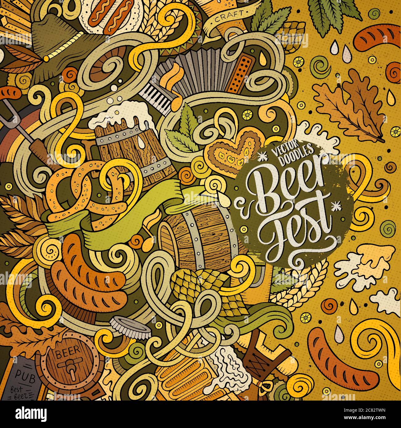 Cartoon cute doodles hand drawn Beer frame design Stock Vector Image ...