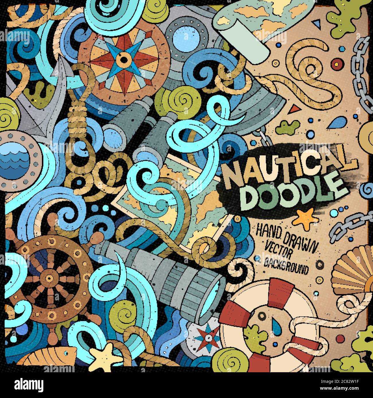 Hand drawn nautical map elements hi-res stock photography and images ...