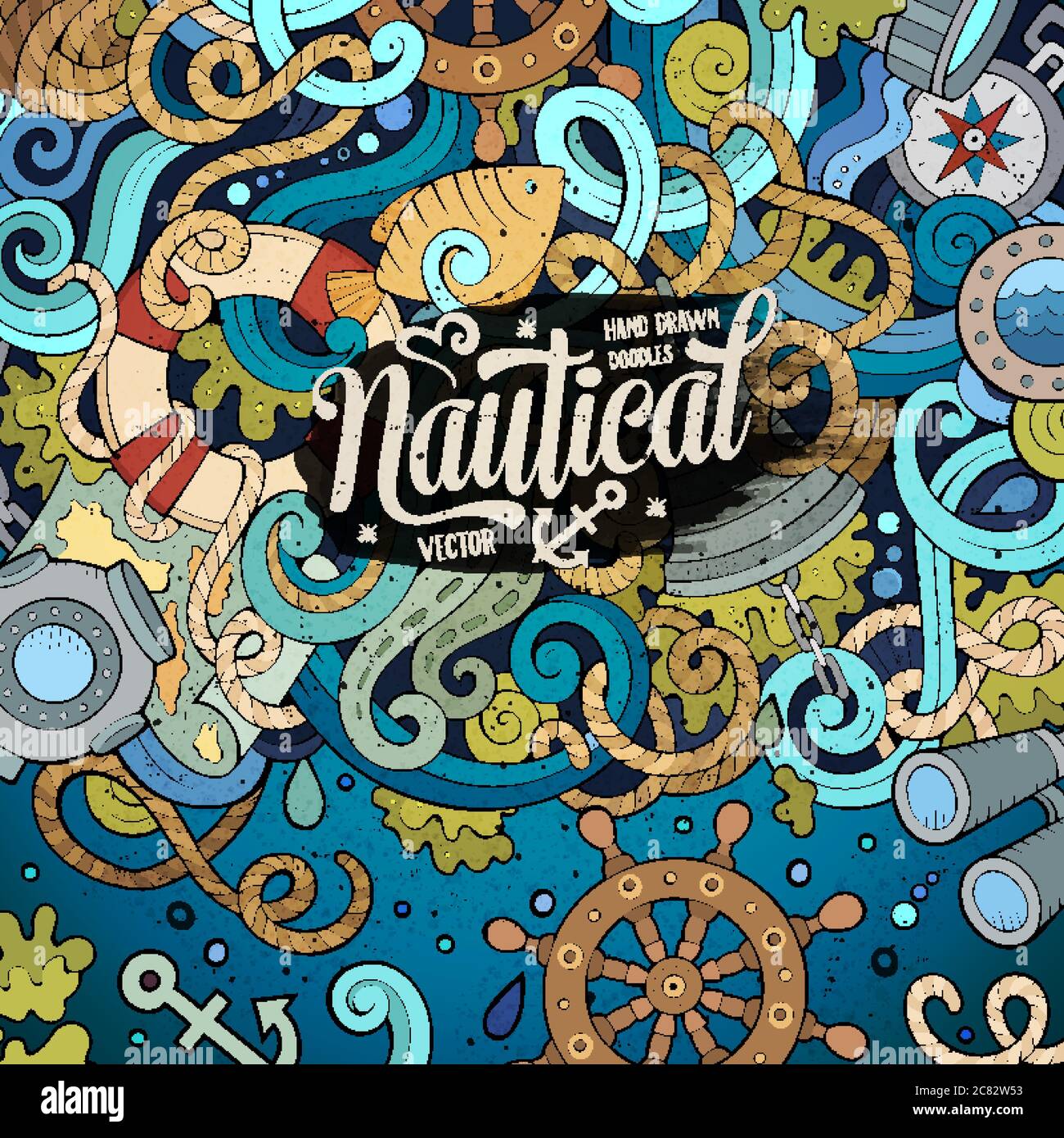 Nautical cartoon vector hand drawn doodle illustration Stock Vector ...