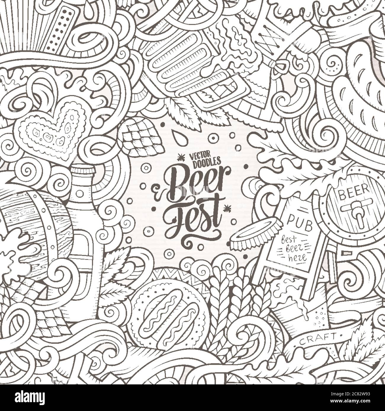 Cartoon cute doodles hand drawn Beer frame design Stock Vector Image ...