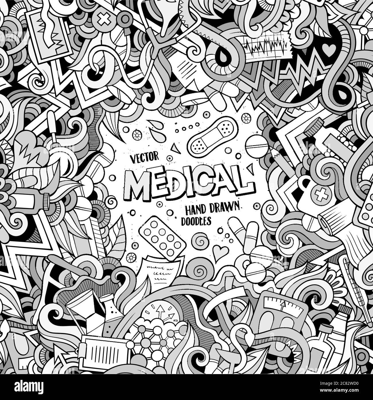 Cartoon cute doodles Medical frame Stock Vector Image & Art - Alamy