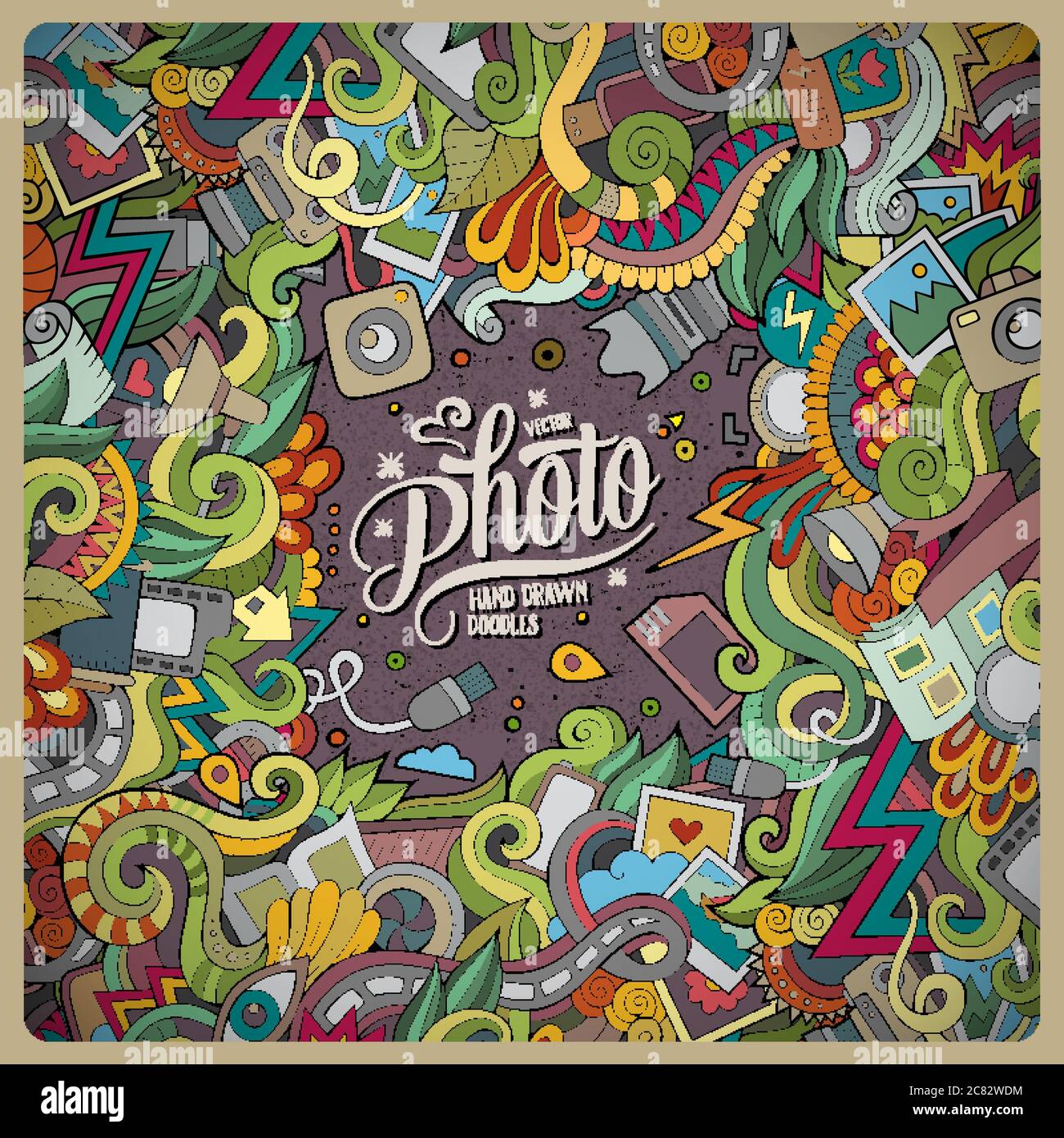 Cartoon cute doodles hand drawn photo frame Stock Vector Image & Art ...