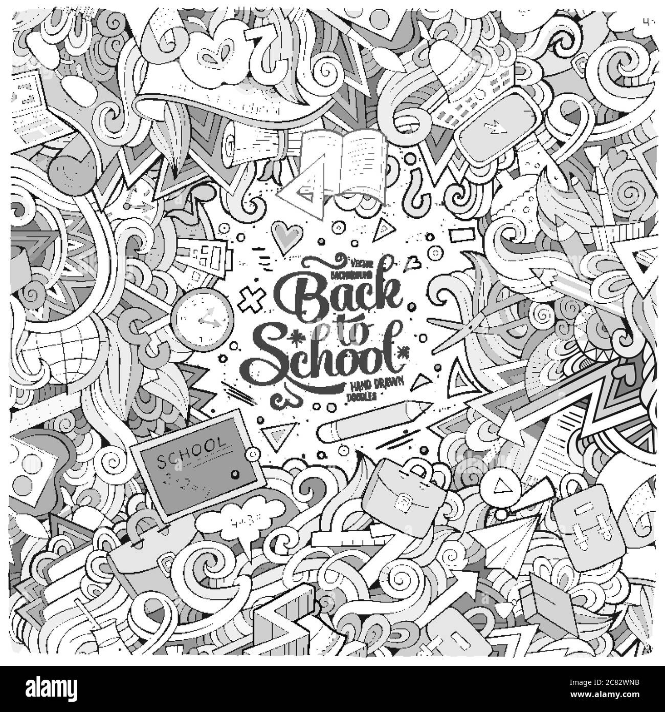 Cartoon cute doodles hand drawn school frame Stock Vector Image & Art ...