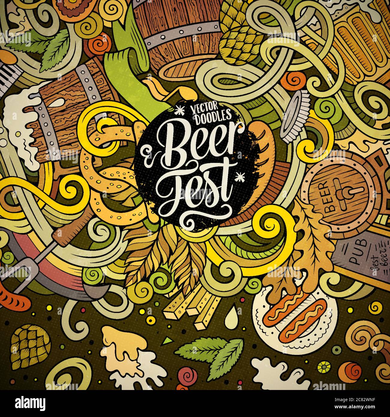 Cartoon cute doodles hand drawn Beer frame design Stock Vector Image ...