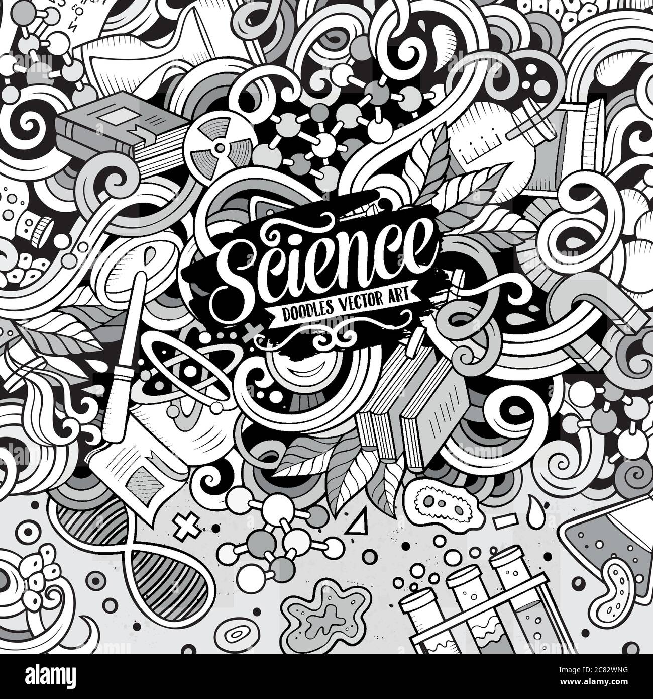 Cartoon cute doodles science frame illustration Stock Vector Image ...