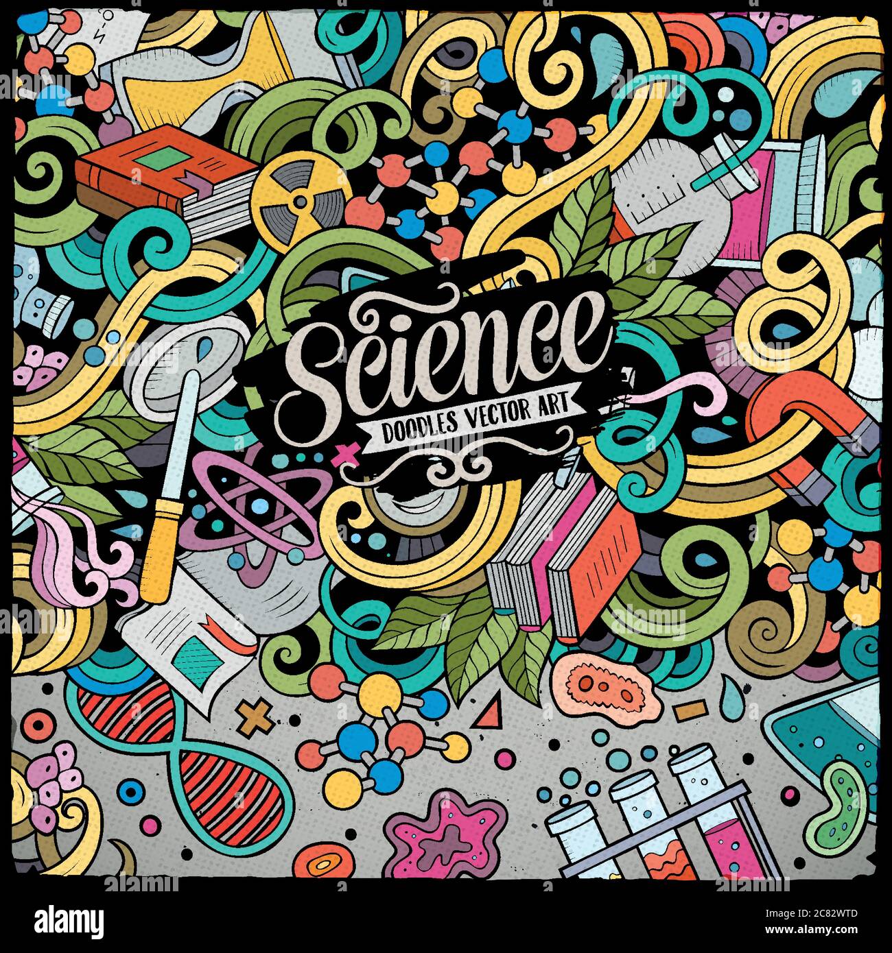 Cartoon cute doodles hand drawn Science frame Stock Vector Image & Art ...
