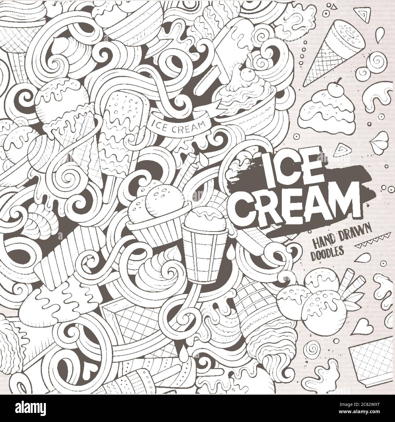 Cartoon hand-drawn doodles Ice Cream illustration Stock Vector Image ...
