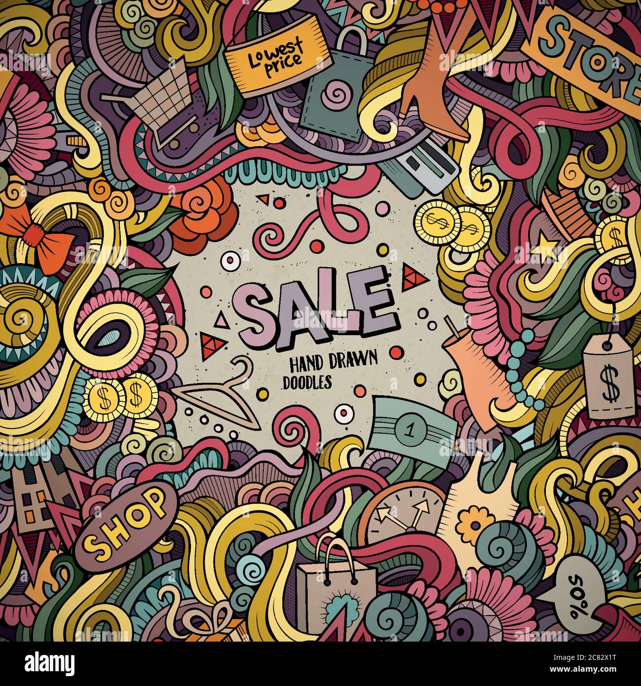 Cartoon cute doodles Sale frame Stock Vector Image & Art - Alamy