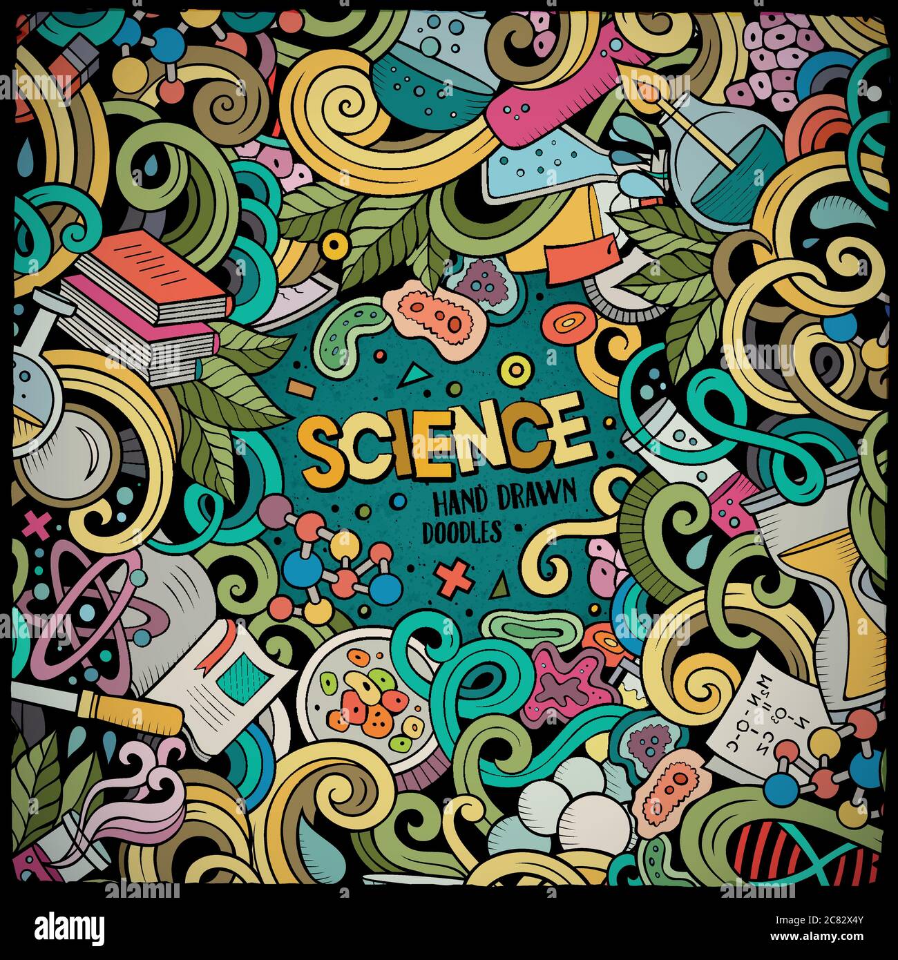 Cartoon cute doodles hand drawn Science frame Stock Vector Image & Art ...