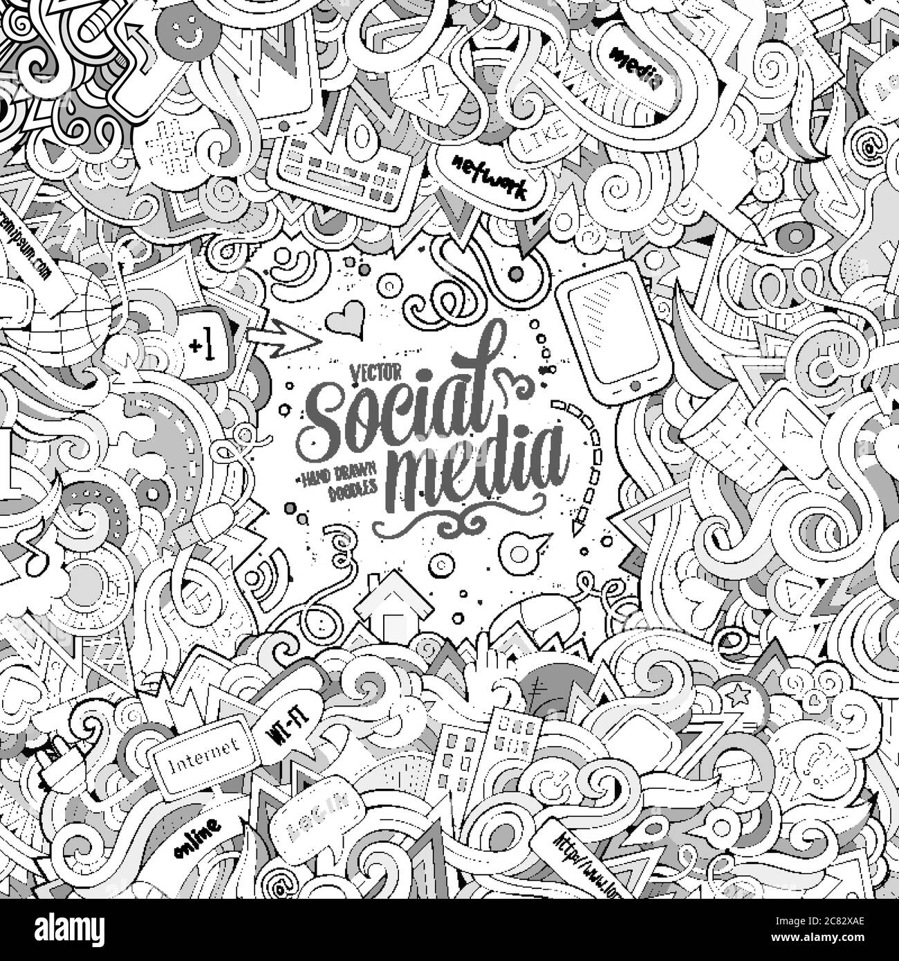 Cartoon vector doodles internet frame Stock Vector Image & Art - Alamy