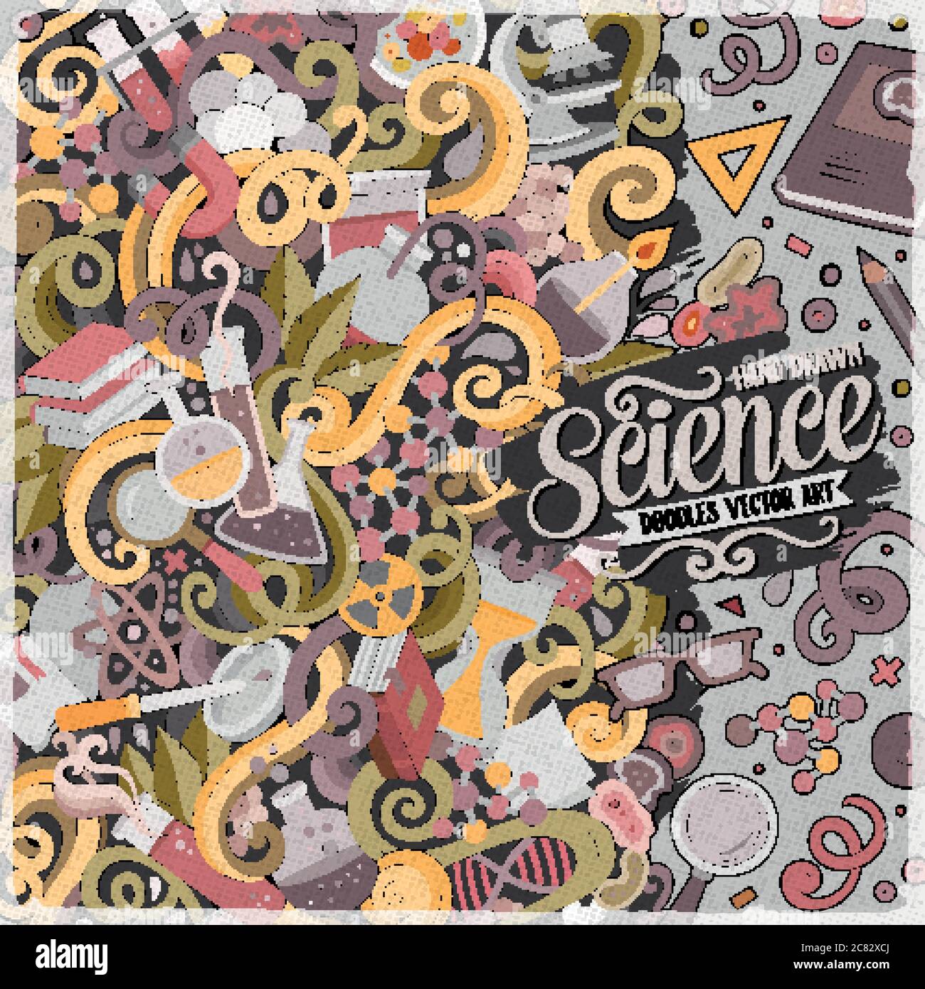 Cartoon cute doodles hand drawn Science frame Stock Vector Image & Art ...