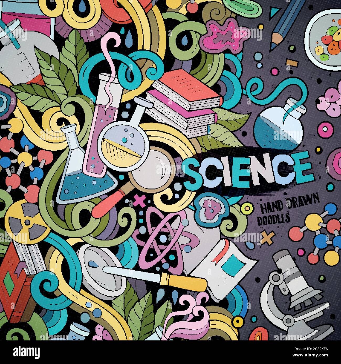 Cartoon cute doodles hand drawn Science frame Stock Vector Image & Art ...