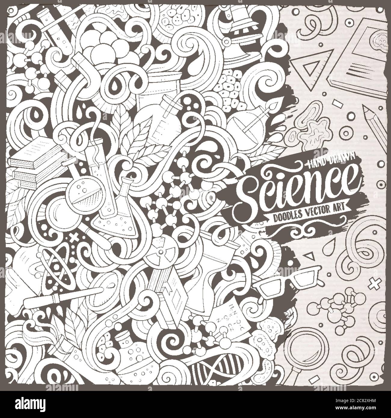 Cartoon cute doodles science frame illustration Stock Vector Image ...