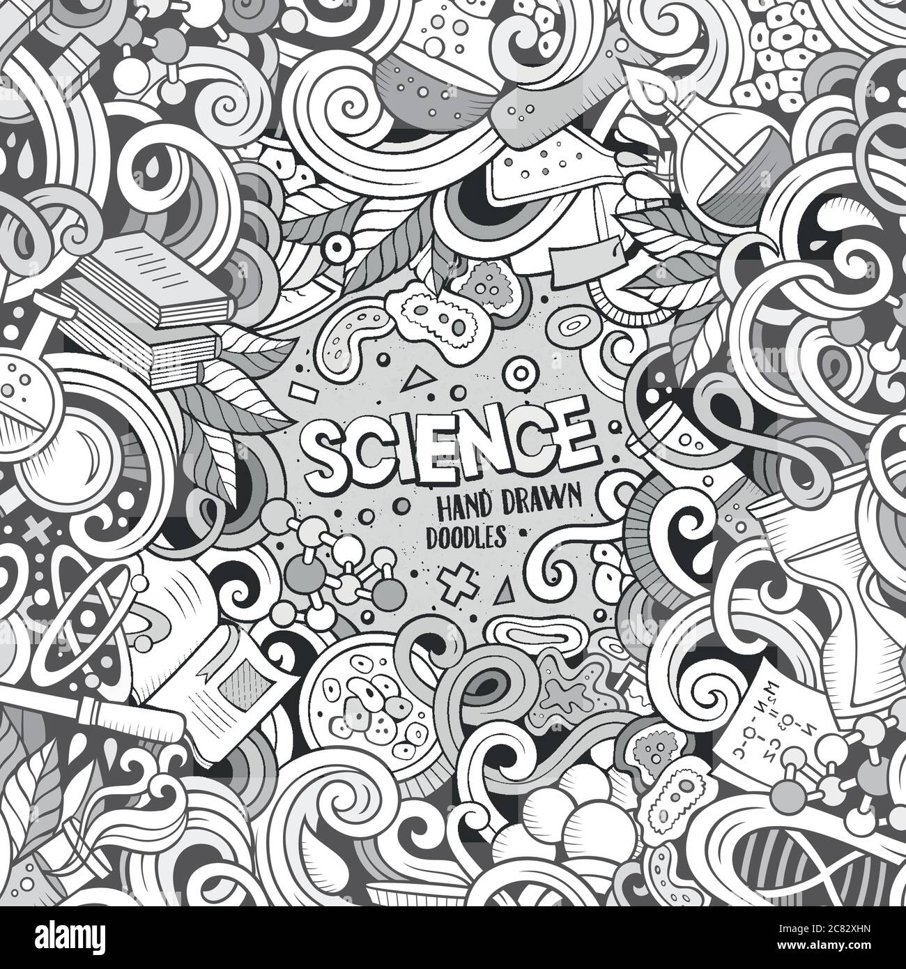 Cartoon cute doodles science frame illustration Stock Vector Image ...