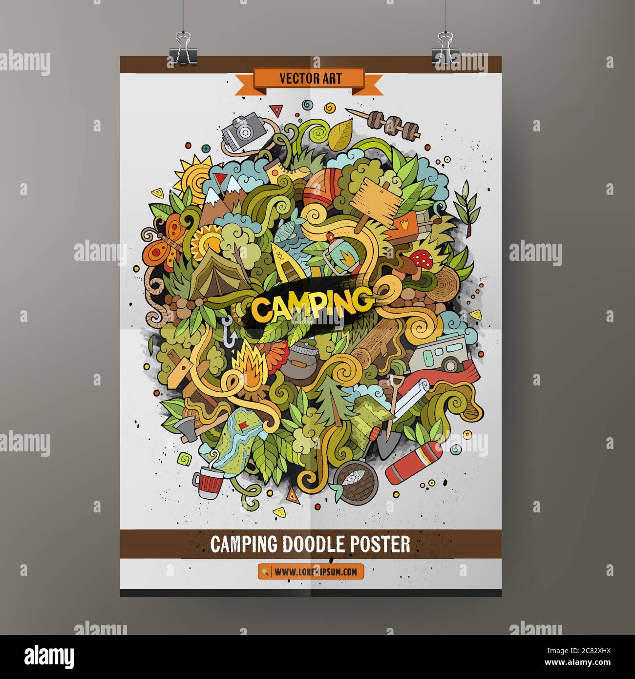 Cartoon vector hand-drawn camp doodle poster Stock Vector Image & Art ...