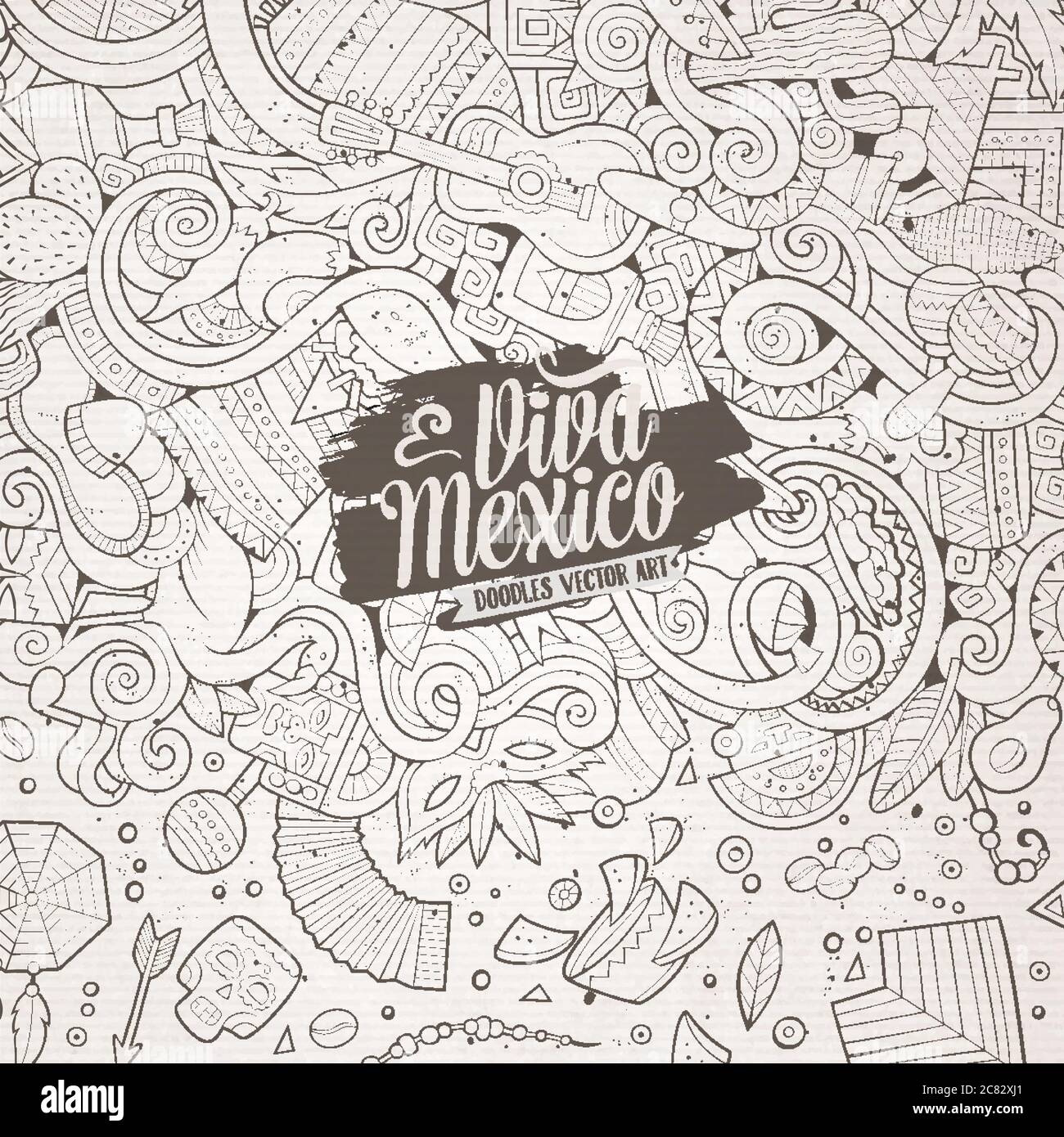 Cartoon hand-drawn doodles Latin American frame Stock Vector Image ...