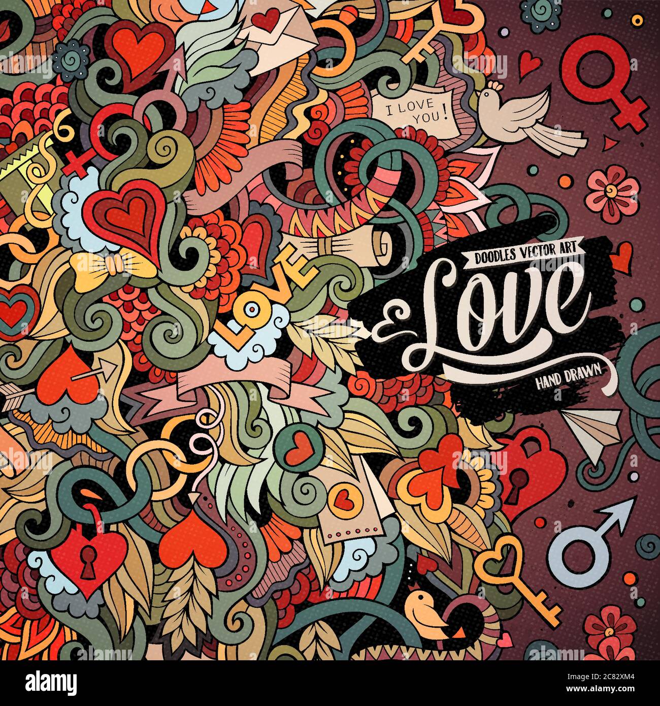 Cartoon cute doodles hand drawn Valentines Day frame Stock Vector Image ...