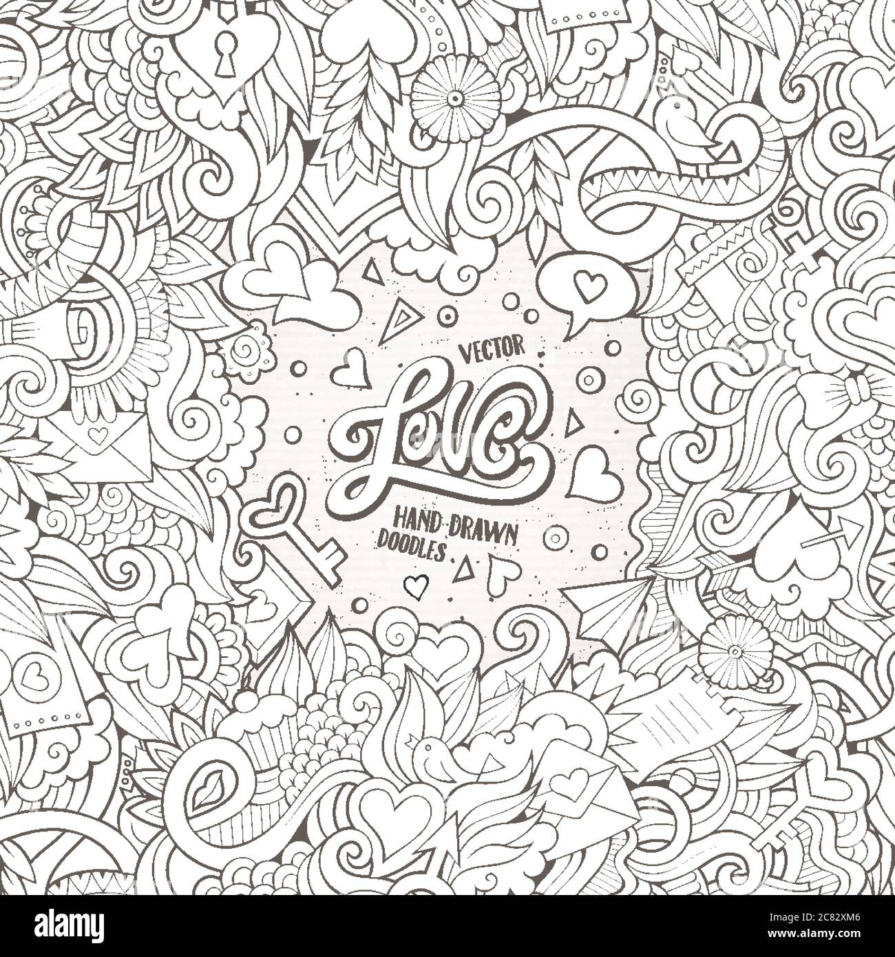 Cartoon cute doodles hand drawn Valentines Day frame Stock Vector Image ...