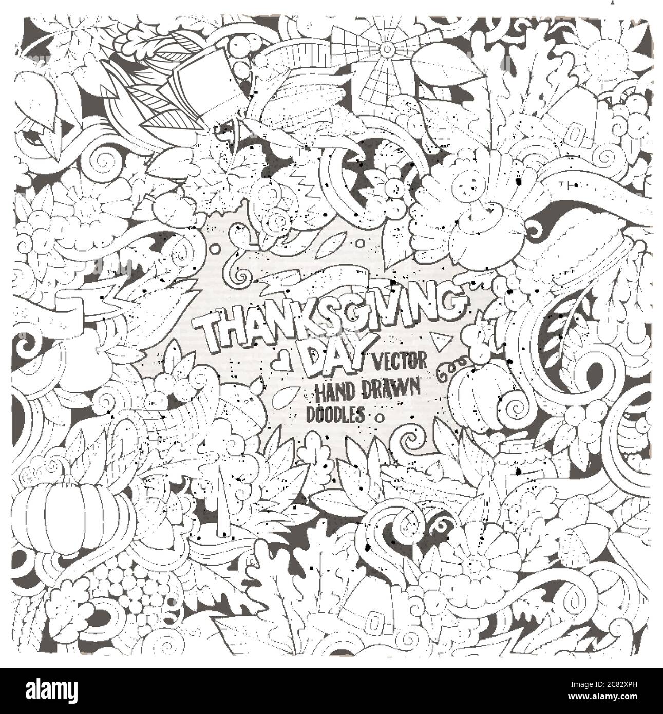 Cartoon vector hand-drawn Doodle Thanksgiving frame Stock Vector Image ...