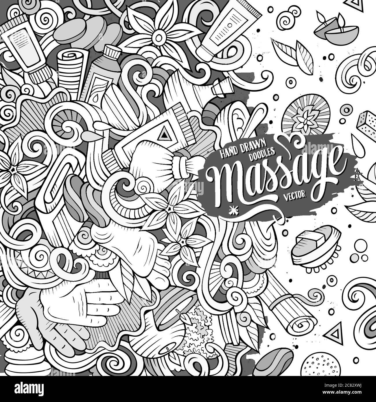 Cartoon cute doodles Massage frame Stock Vector Image & Art - Alamy