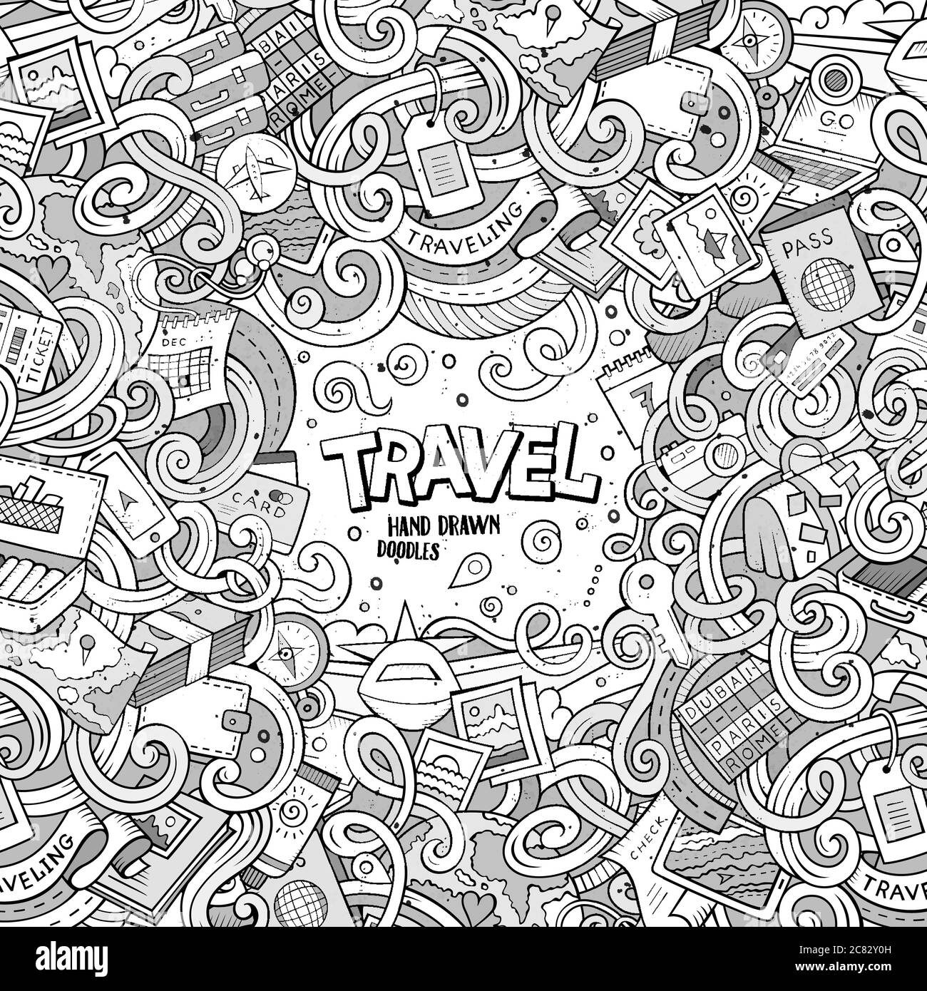 Cartoon cute doodles Travel frame design Stock Vector Image & Art - Alamy