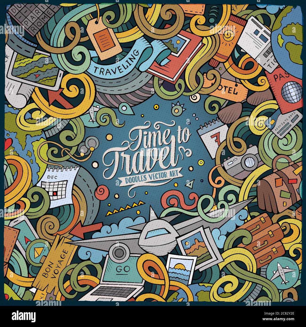 Cartoon cute doodles Travel frame design Stock Vector Image & Art - Alamy